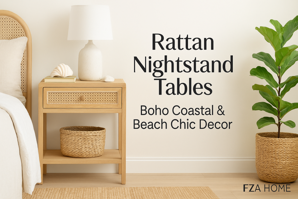 Rattan Nightstand Tables – Boho Coastal & Beach Chic Decor